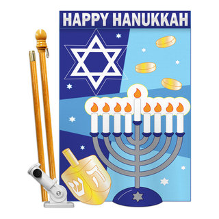 Happy Hanukkah Winter Hanukkah House Flag Set, 28" X 40" X 0.1 ...