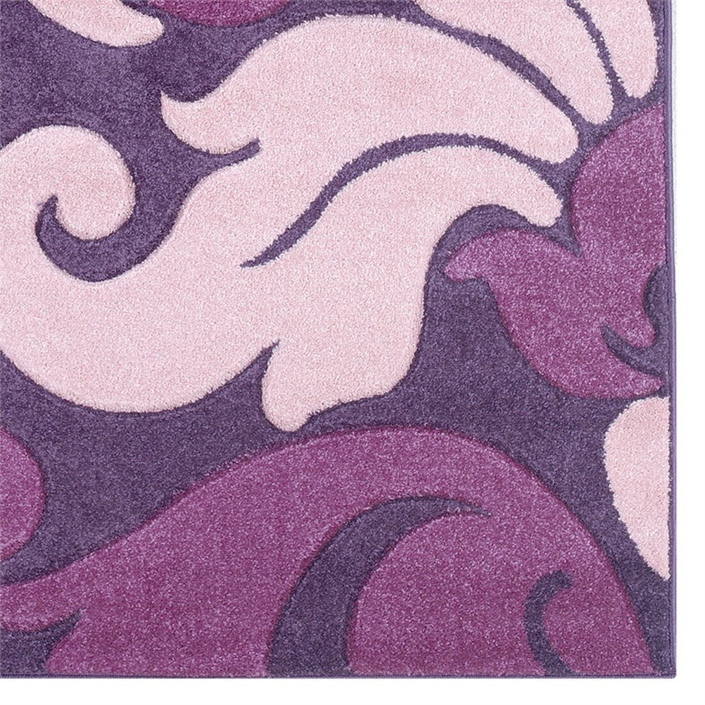 Linon Corfu Collecton Frieze Yarn Pile 5'x7'7" Area Rug in Purple ...