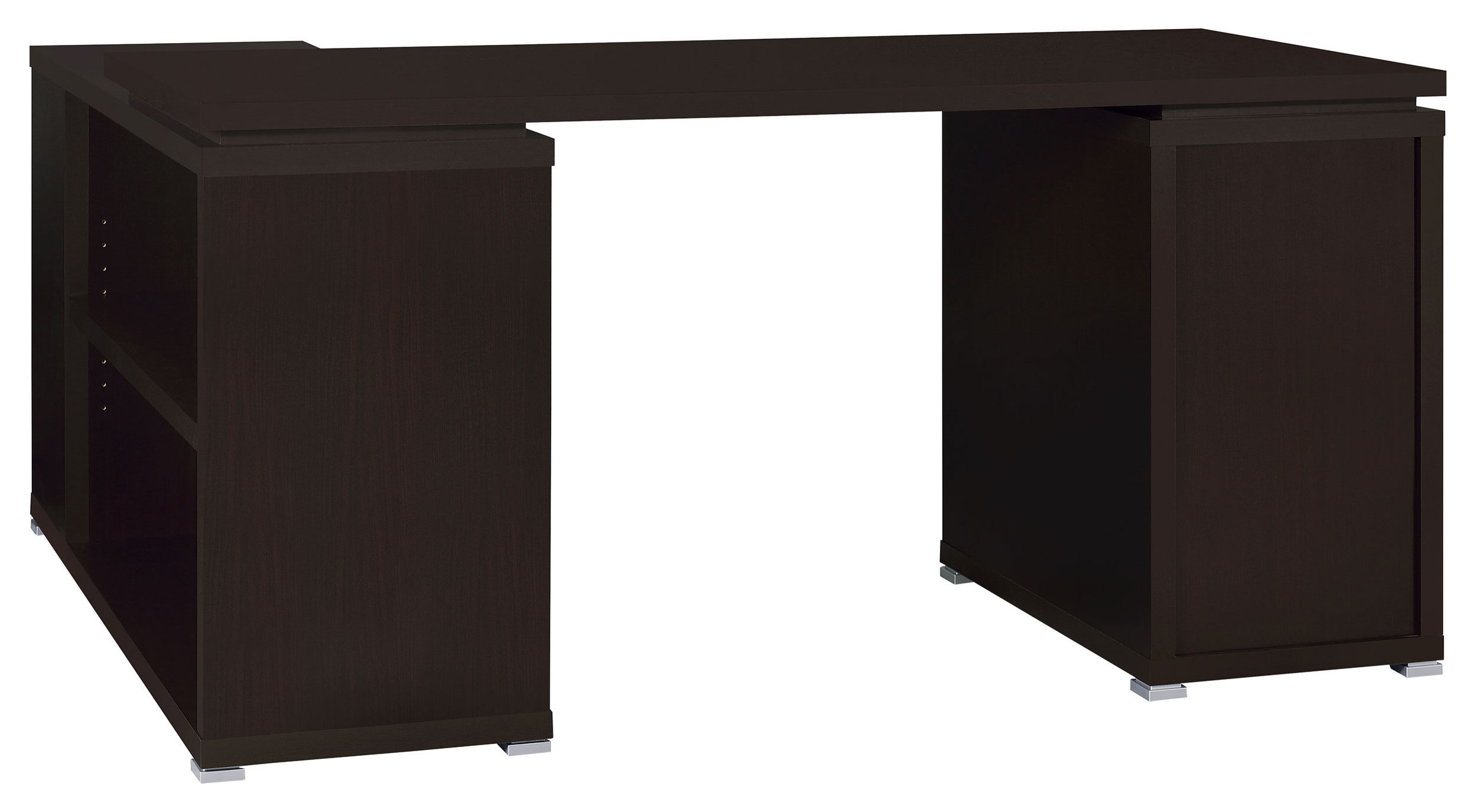 Darrelle L-shape Office Desk Cappuccino L-Shape Desk Brown ...
