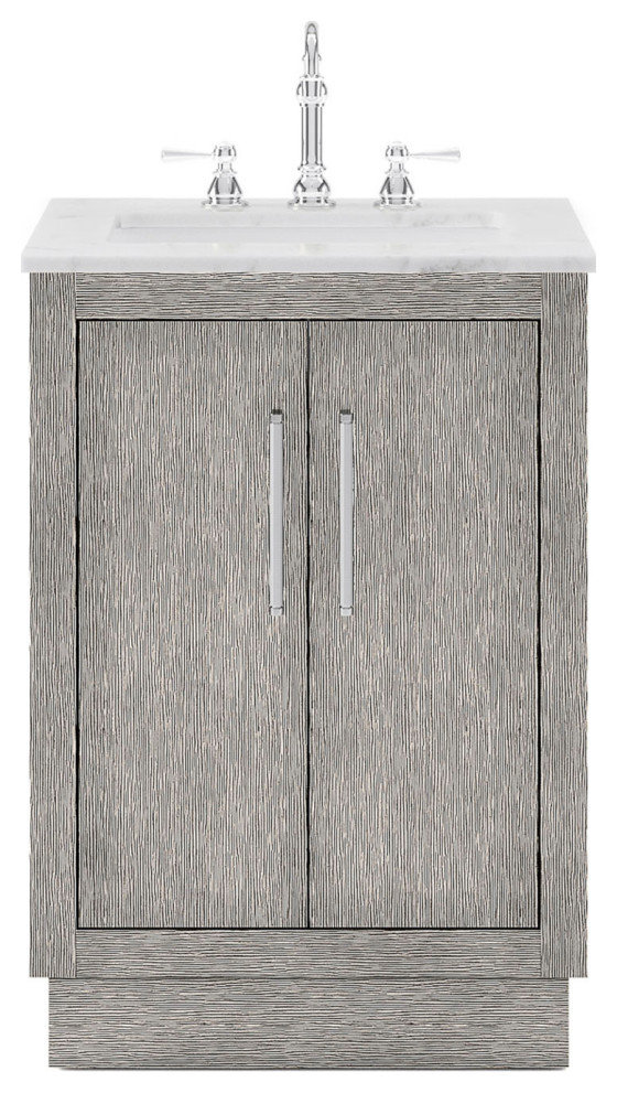 Hugo Carrara White Marble Countertop Vanity in Gray Oak with Chrome ...