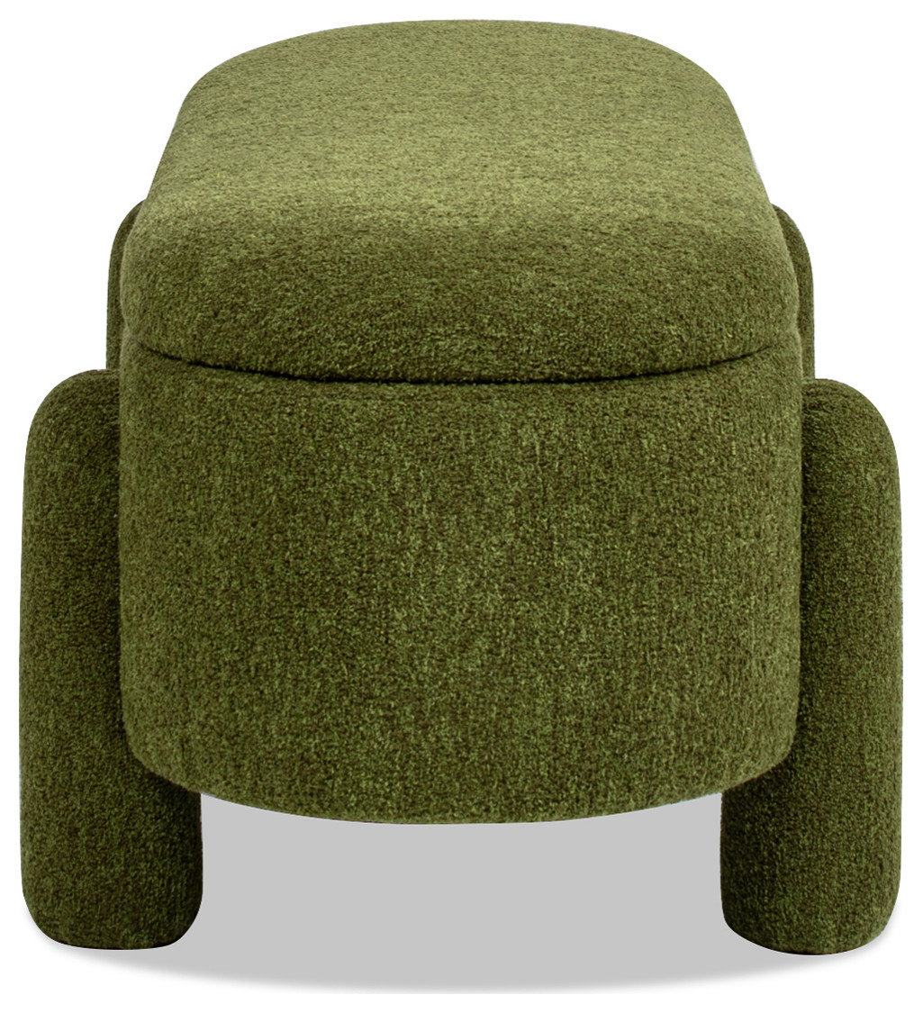 Hugo 49" Fully Upholstered Oval Boucle Storage Bench - Contemporary ...
