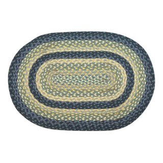 Breezy Blue, Taupe and Ivory Braided Rug, 27"x45" Oval - Contemporary ...