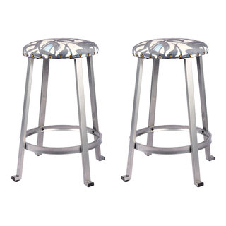 Round Backless Metal Bar Stool, Set of 2 - Contemporary - Bar Stools ...