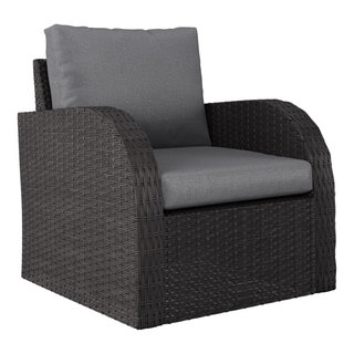 Brisbane Outdoor Weather-Resistant Wicker Armchair with Cushions ...