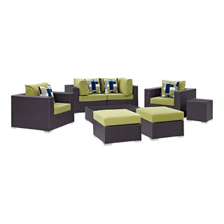 Convene 8 Piece Outdoor Patio Sectional Set, Espresso Peridot ...