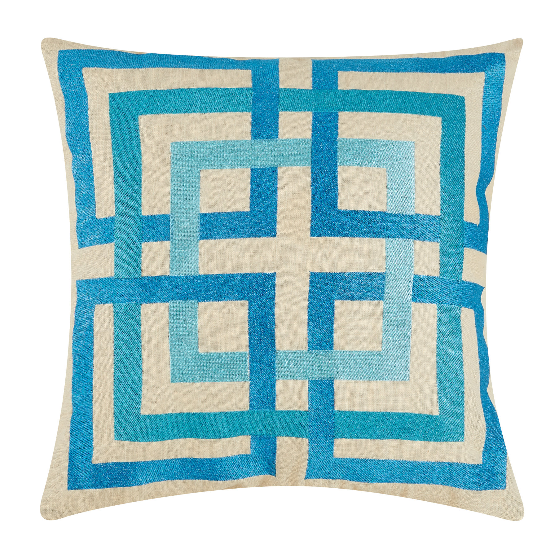 Shanghai Links Light Blue Embroidered Pillow - Contemporary ...