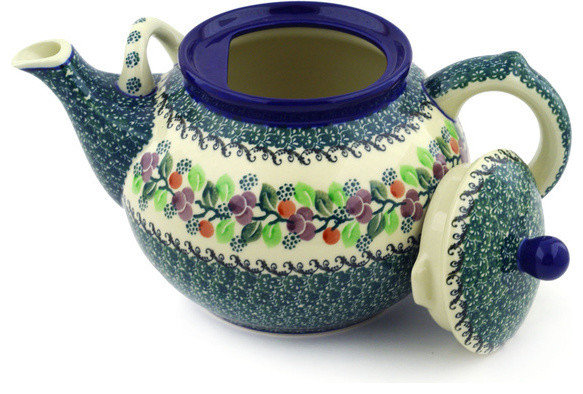 Polmedia Polish Pottery 8-cup Stoneware Tea Or Coffee Pot - Farmhouse ...