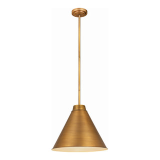 Eaton One Light Pendant, Rubbed Brass - Transitional - Pendant Lighting ...