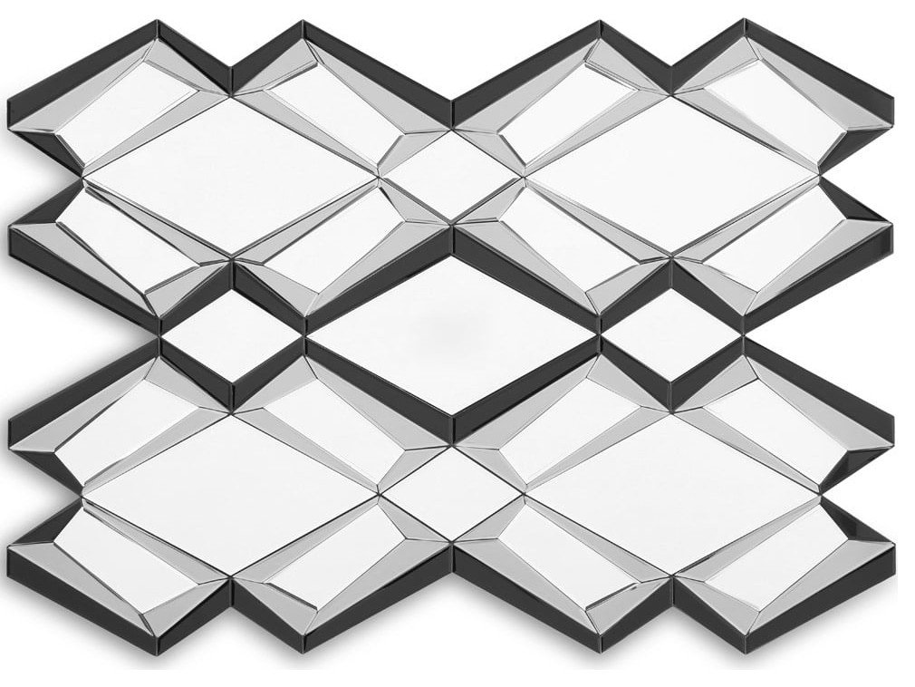 51" Caleido Mirror Black and Gray Trim Black Wood Backing Dual Hanging ...