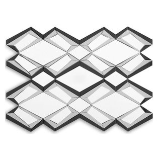 51" Caleido Mirror Black and Gray Trim Black Wood Backing Dual Hanging ...