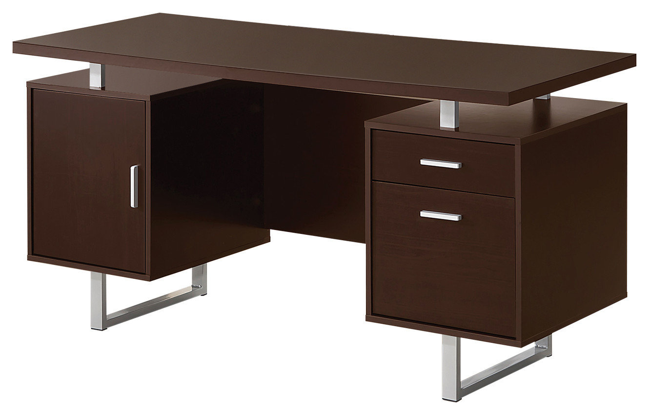 Coaster Glavan 2-Drawer Wood Office Desk in Cappuccino and Silver ...