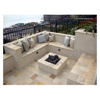 Hand Carved French Limestone Fire Pit - Mediterranean - Patio ...