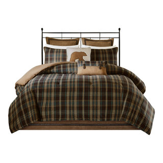Woolrich Hadley Plaid Cottage Taupe Comforter Set, Terra Brown, Queen ...