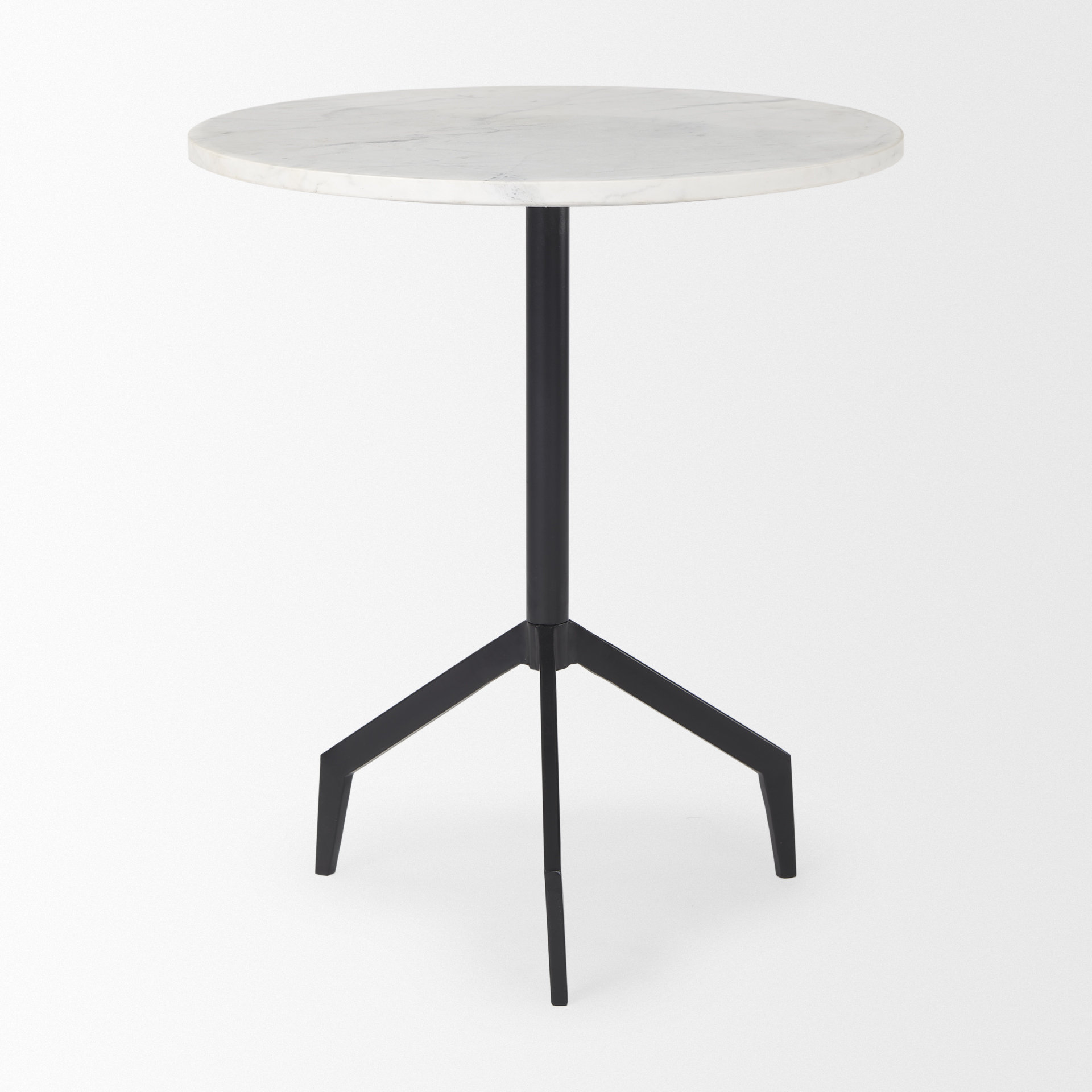Serre Marble Top 3 Prong Black Metal Base End Table - Transitional ...