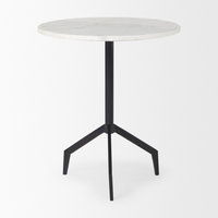 Serre Marble Top 3 Prong Black Metal Base End Table - Transitional ...
