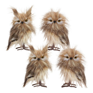 Owl, 4-Piece Set, 9"H, 10.5"H Foam - Transitional - Holiday Accents And ...
