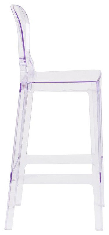 Ghost Barstool, Transparent Crystal With Tear Back, 17"x19.5"x43.75 ...