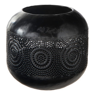 Metal Candle Holder with Pinhole Pattern Design Antique Black Finish ...