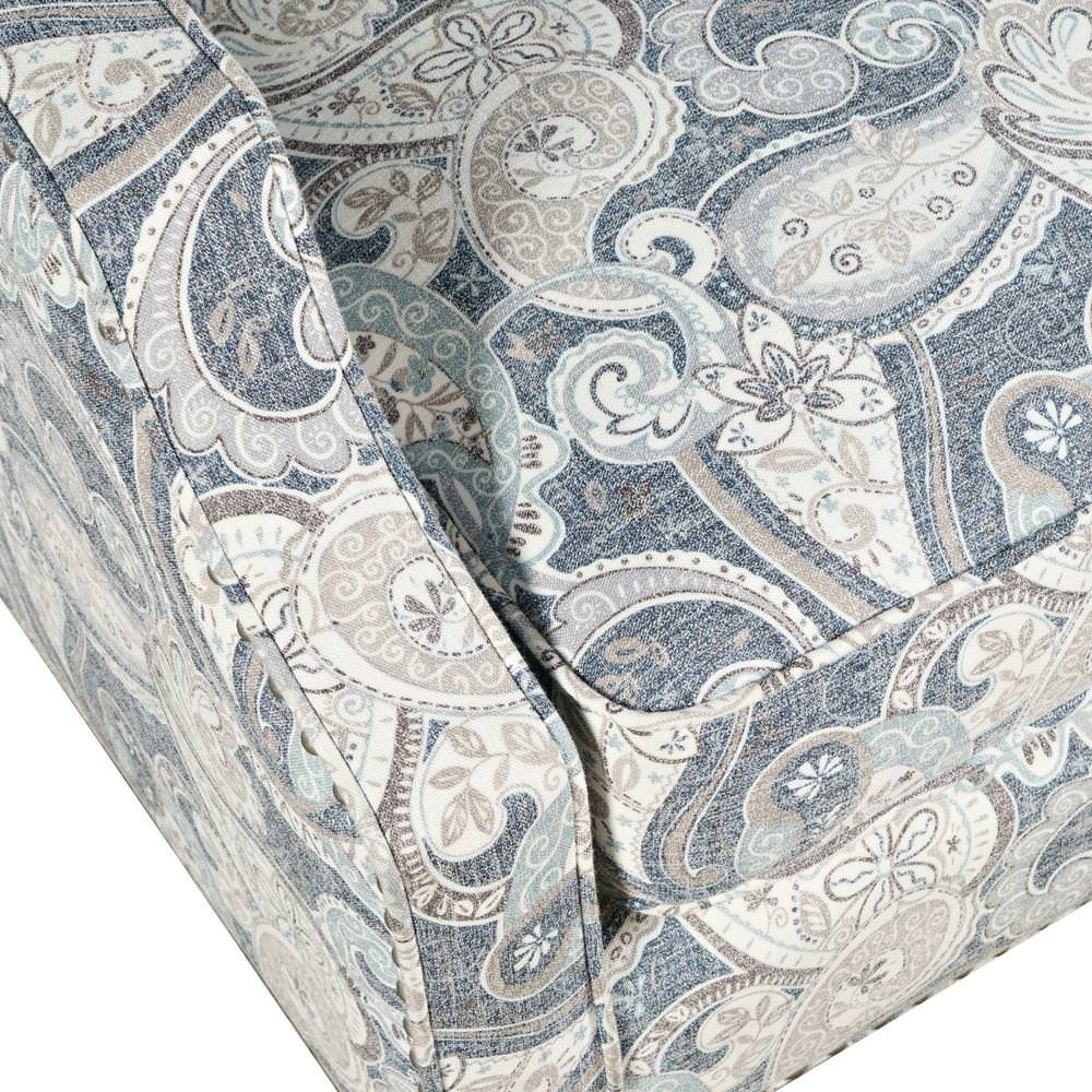 Paisley Fabric Transitional Upholstered Accent Chair with Nailhead Trim ...