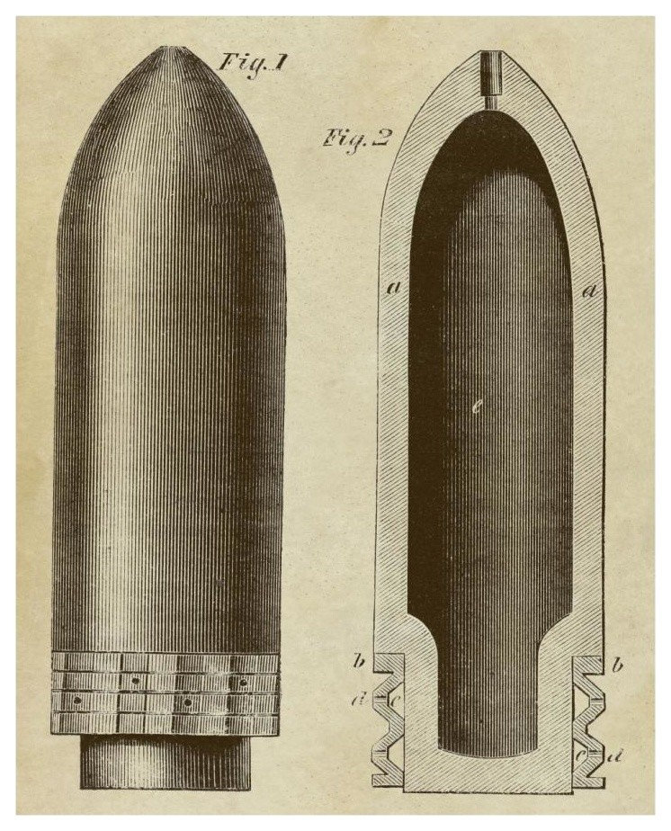 "Exploding Artillery Shell for Breech-Loaders" Print by Inventions, 15 ...