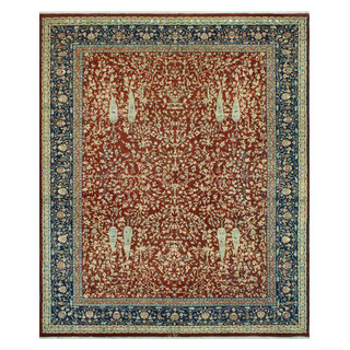 Pak-Persian Diana Burgundy/Navy Rug, 8'10x11'9, 8'10x11'9 - Traditional ...