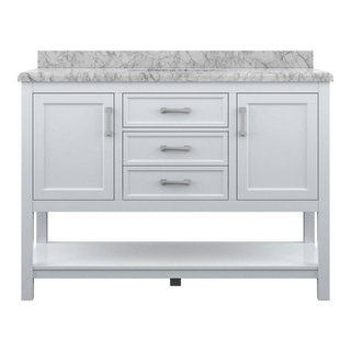 Affinity Bathroom Vanity With Carrara Marble Countertop, 49 in ...