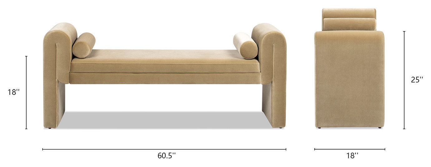 Mason 60.5" Arched Bench with Bolster Pillow - Transitional ...