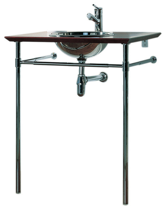 Polished Stainless Steel Drop-In Basin And Double Leg Supports ...