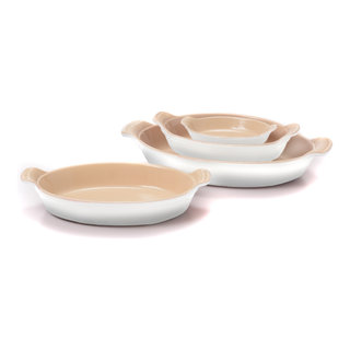 Le Creuset Heritage White Stoneware 4 Piece Nested Au Gratin Baker Dish ...