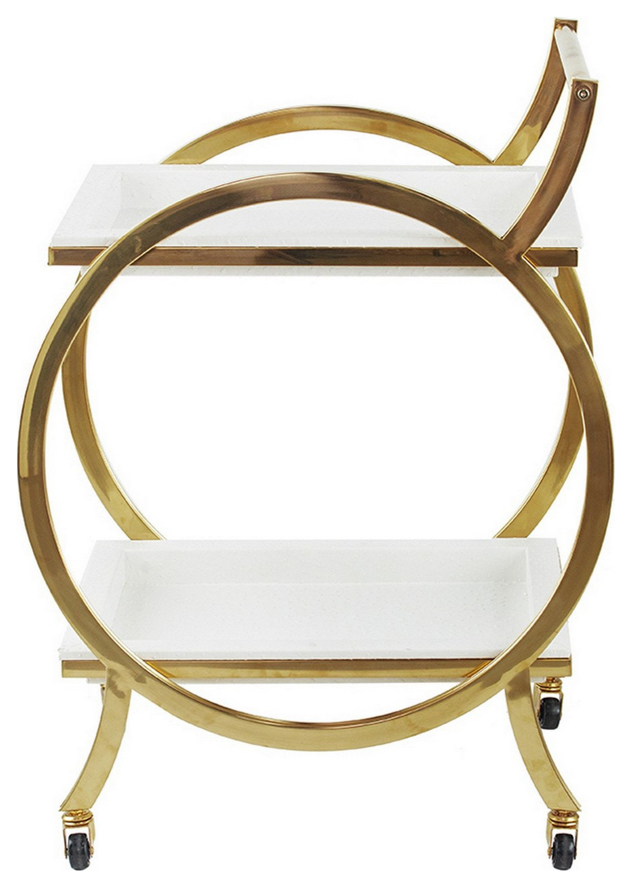 Benzara BM285170 Rolling Bar Cart, Round Steel Frame, Removable Trays ...