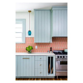 Scalene Triangle Pink Kitchen Backsplash - Eclectic - Kitchen - San ...