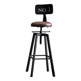 Industrial-Styled Iron Rotating and Lifting Bar Stool No.1 - Industrial ...