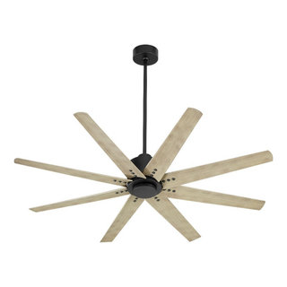 56" 8 Blade Ceiling Fan Black Finish Weathered Gray Blade Finish ...