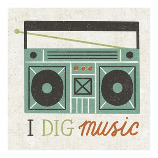 "Retro Desktop Boom Box" Digital Paper Print by Michael Mullan, 20"x20 ...