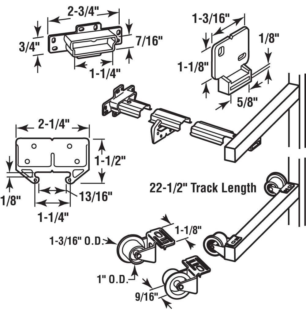 Drawer Track Repair Kit, Metal Track, 22-1/2" Long - Traditional ...
