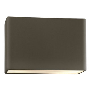 Really Big Wide Rectangle Outdoor Wall Sconce, Closed, 16", Pewter ...