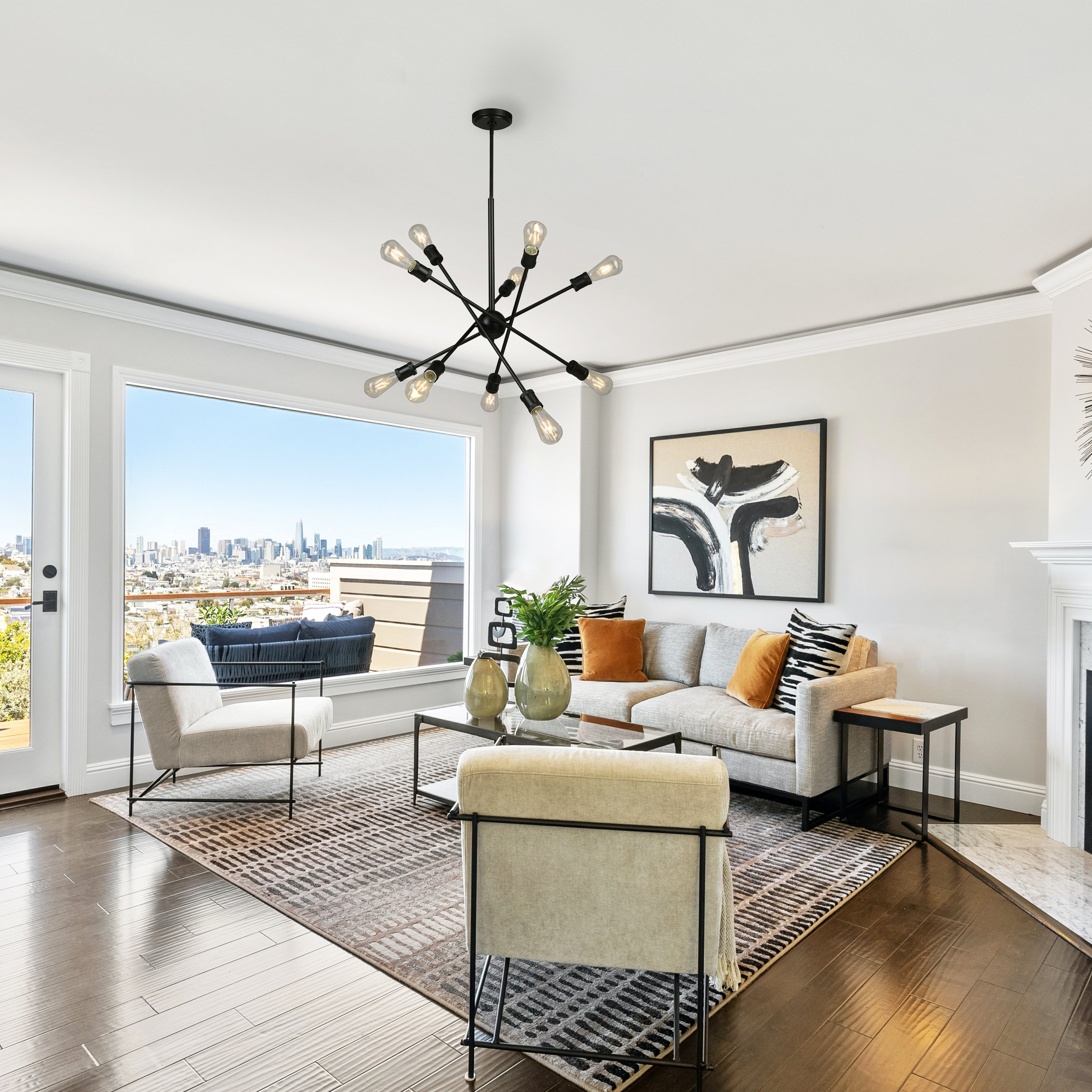 10-Light, 60W Open Bulb Pendant, Black - Industrial - Chandeliers - by ...