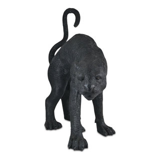 Standing Black Panther Bronze Nature-Inspired Sculpture - Contemporary ...