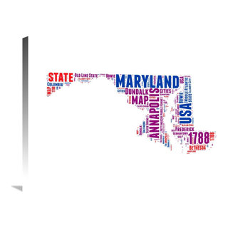 "Maryland Word Cloud Map" Fine Art Print, 32" x 24" - Modern - Prints ...
