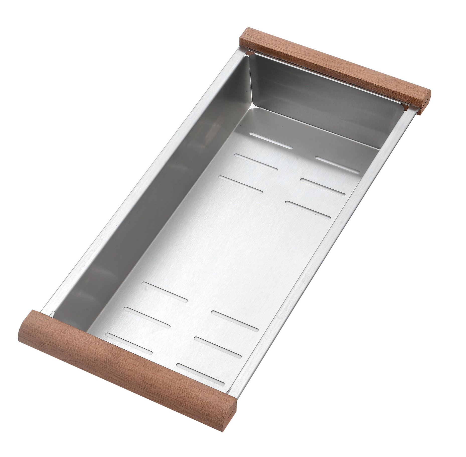 Stainless Steel Wood Cover Colander For Workstation Kitchen Sink, 15.7 ...