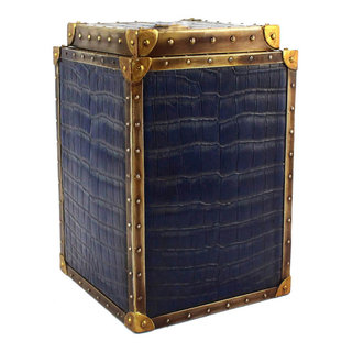 Enchanting Polyresin Alligator Skin Box, Dark Blue - Contemporary ...