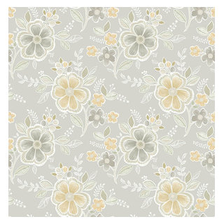 Contemporary Floral Wallpaper, Sample - Contemporary - Wallpaper - by ...
