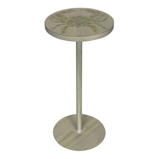Summer Streaked Round Drink Table With Crab - Beach Style - Side Tables ...