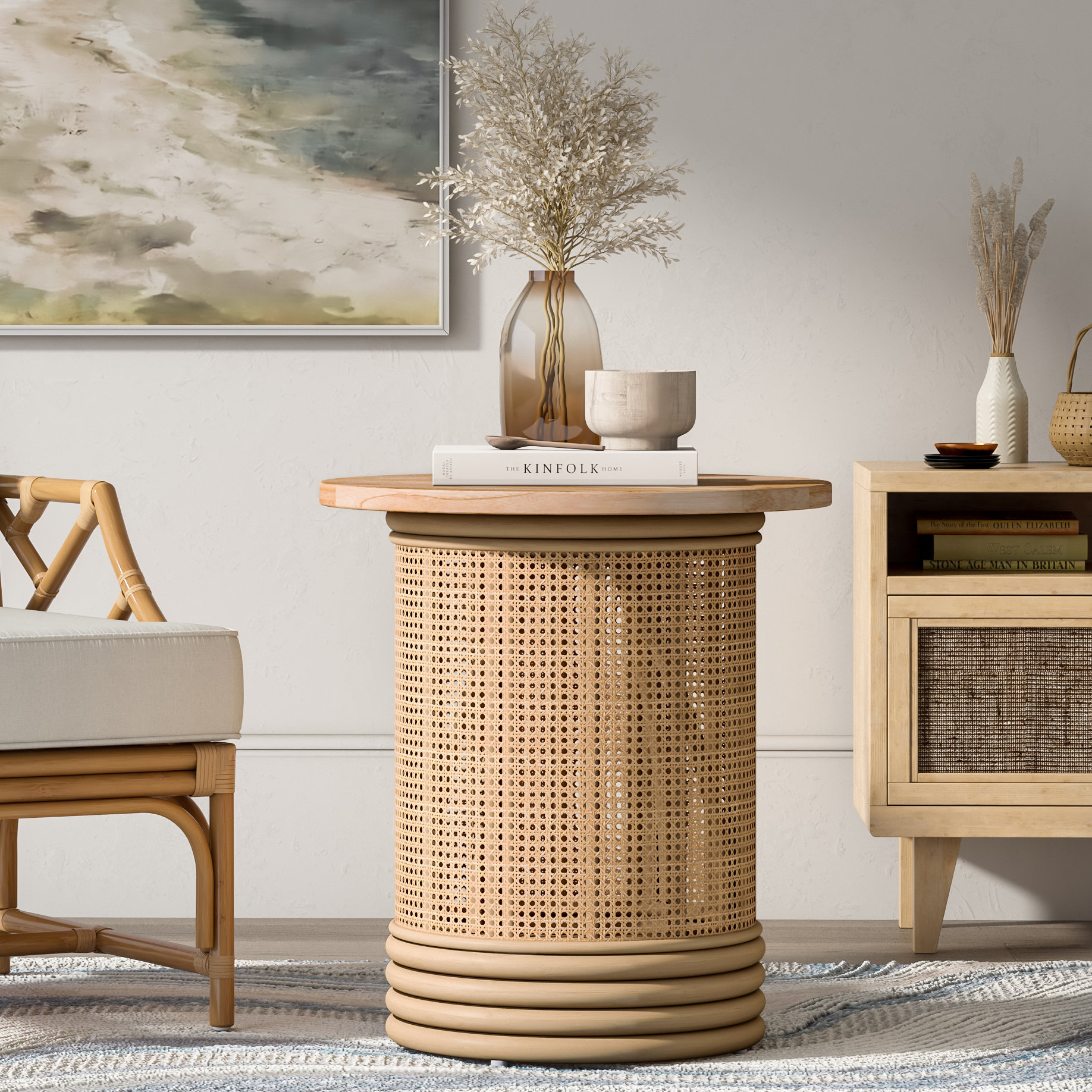 Brisa Rattan Coffee Table/ End Table With Wood Top, End Table ...