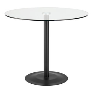 Ava Round Bistro Table With Clear Tempered Glass Top and Matte Black ...