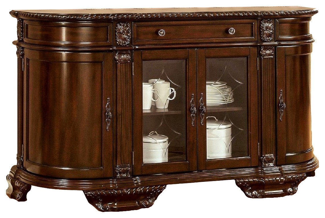Traditional Round Server, Brown Cherry - Victorian - Buffets And ...