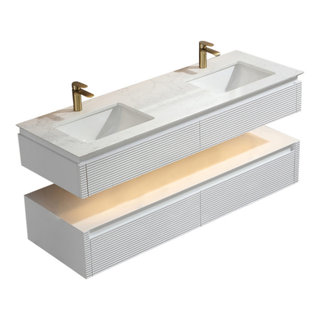 LED Functionality Floating Modern Bathroom Vanity Set, 60" - Modern ...