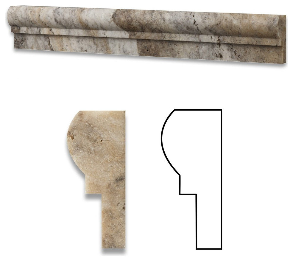 Sample of Philadelphia Travertine Hon. OG-1 Chair Rail Molding Trim ...