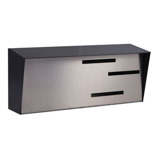 Locking Mid Century Modern Mailbox, 2 Tone Black - Contemporary ...