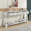 Mediterranean Console Table, Carved Legs With Shelf & 3 Drawers ...